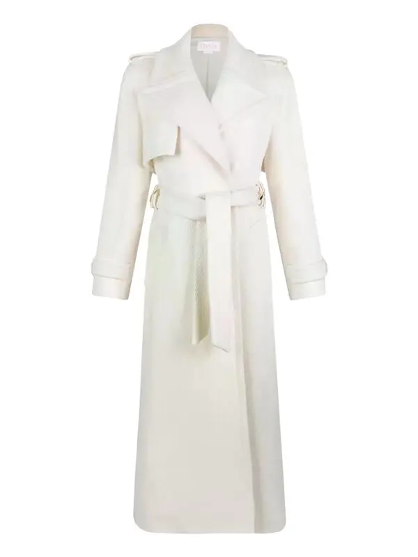 GENNY Belted Coat With Lapels - White