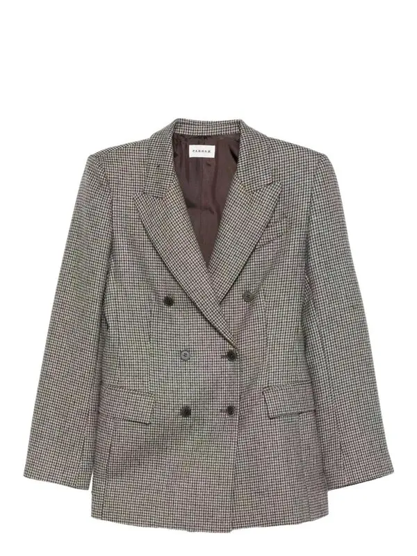 P.a.r.o.s.h Check-pattern Double-breasted Blazer - Brown
