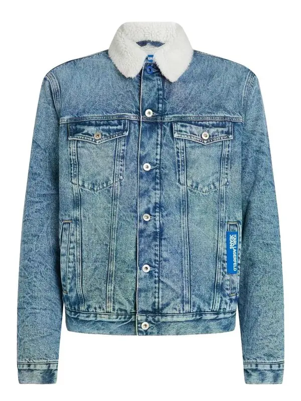 Karl Lagerfeld Shearling-collar Denim Trucker Jacket - Blue