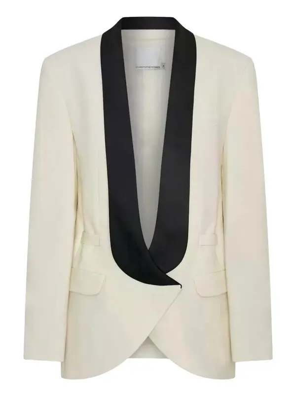 Christopher Esber Contrast Lapel Tuxedo Blazer - White