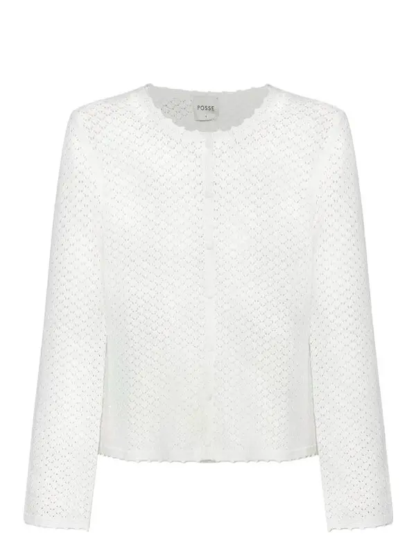 Posse Crochet-detail Buttoned Cardigan - White