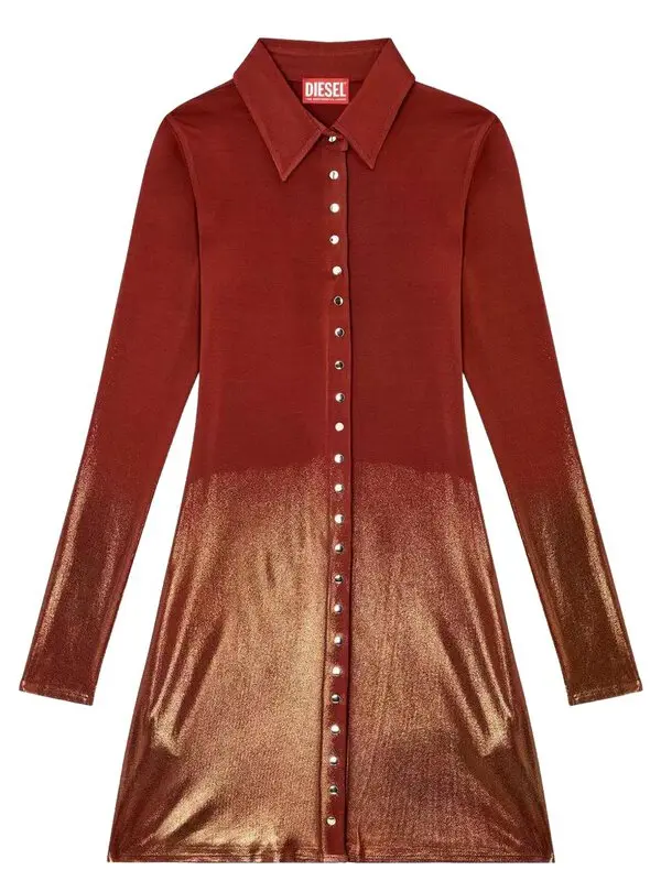 DIESEL Metallic-effect Mini Shirt Dress - Red