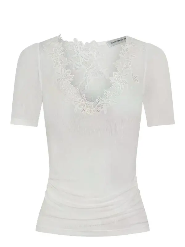 Christopher Esber Lace-trimmed T-shirt - White