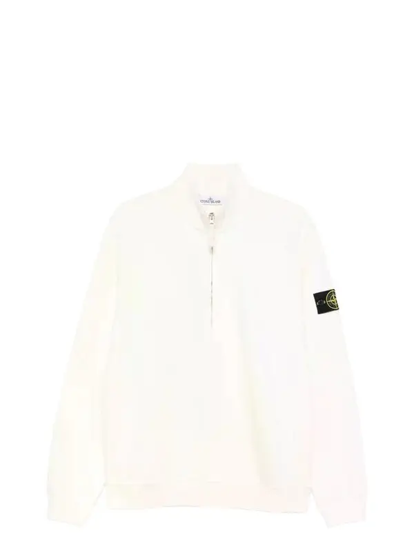 Stone Island Half-zip Logo-patch Sweatshirt - Neutrals