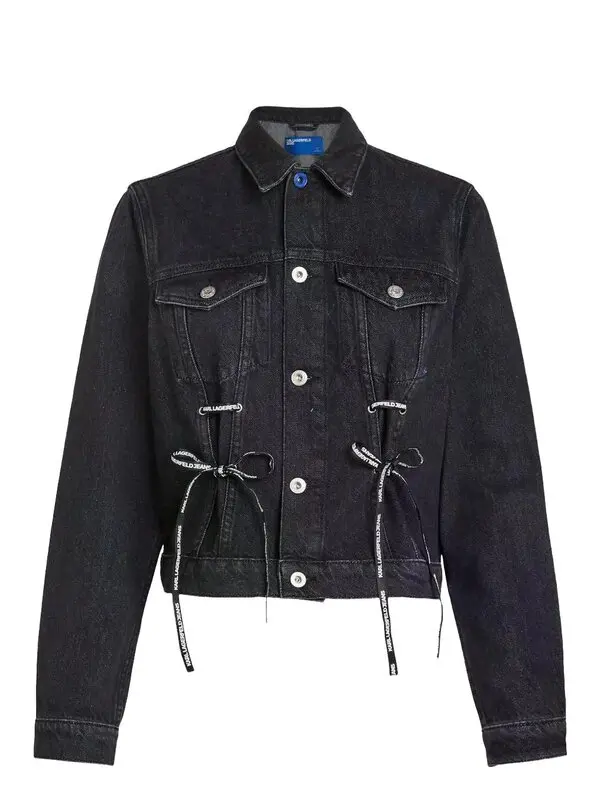 Karl Lagerfeld Lace-tie Denim Jacket - Black