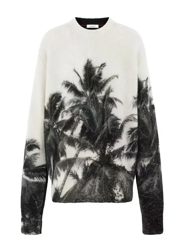 FERRAGAMO Palm-tree Print Sweatshirt - White