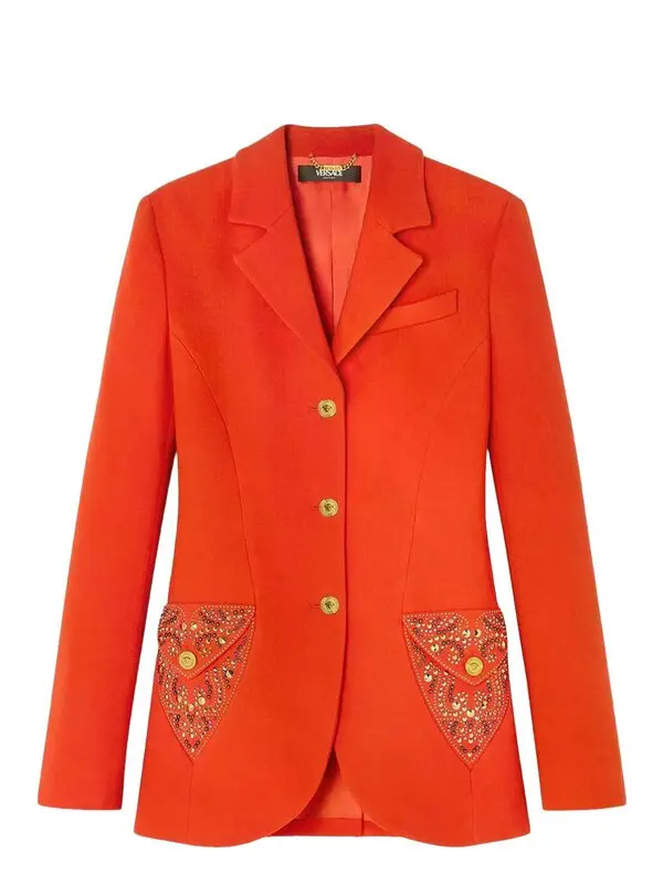 Versace Crystal-embellished Blazer - Red