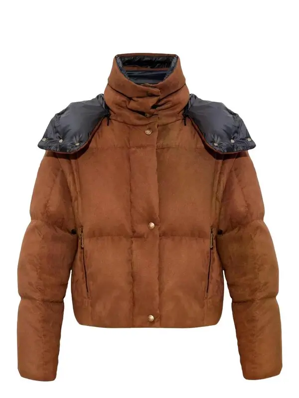 Moncler Hooded Puffer Jacket - Brown