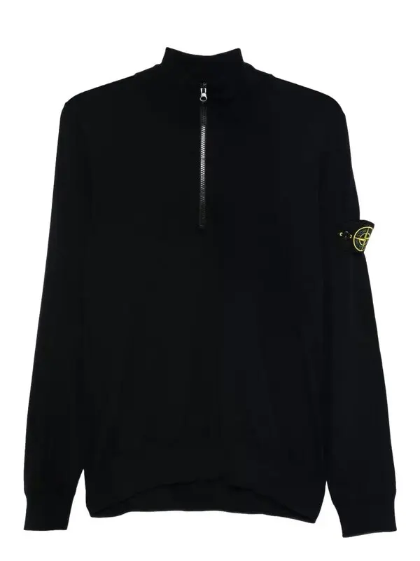 Stone Island Half-zip Sweater With Logo Patch - Blue