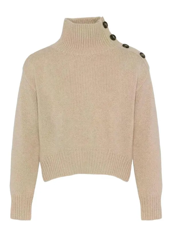 YVES SALOMON High-neck Buttoned Sweater - Neutrals