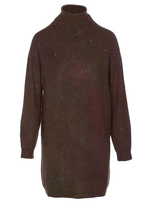 Liu Jo Roll-neck Sequin Embellished Dress - Brown