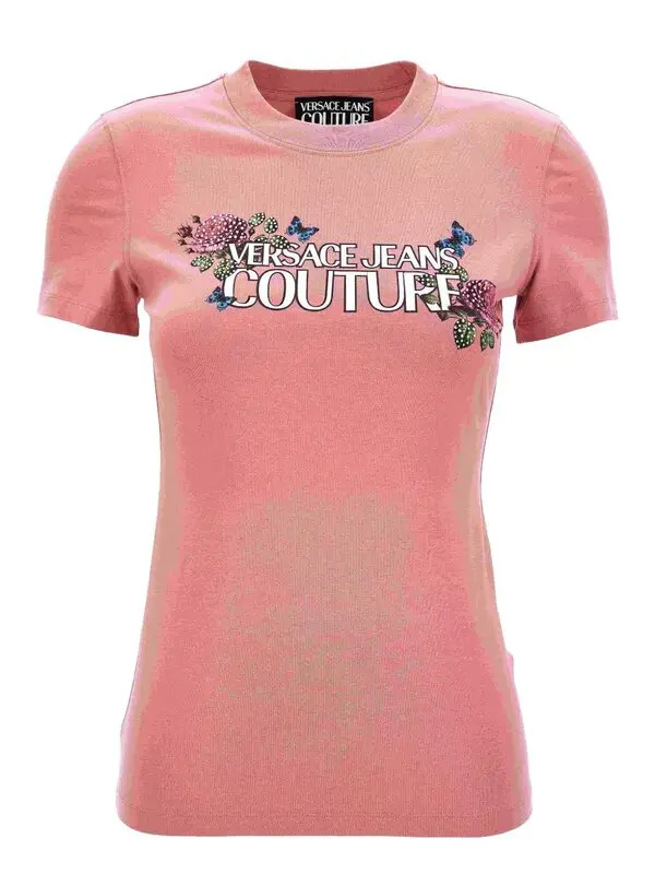 Versace Floral-embellished T-shirt - Pink