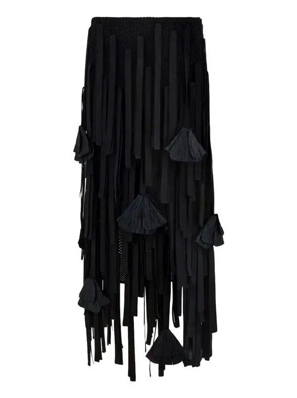 FERRAGAMO Tassel-embellished Mesh Skirt - Black