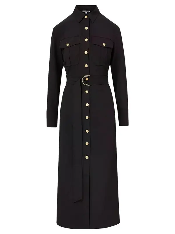 Veronica Beard Button-front Shirt Dress With Belt - Black