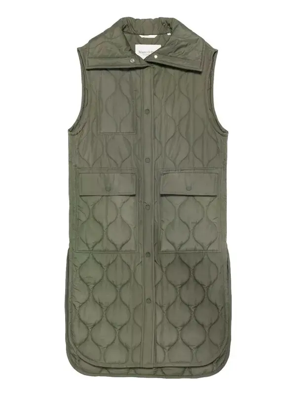 Marc O'polo Quilted Button-fastening Gilet - Green