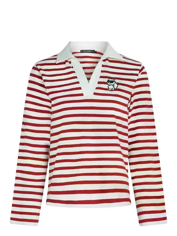Karl Lagerfeld Striped Polo-collar T-shirt - Red