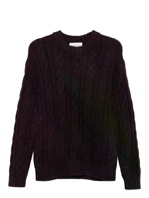 BOMPARD Cable-knit Round-neck Sweater - Purple