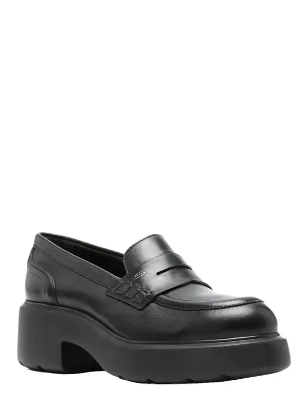 Santoni 55mm Leather Platform Loafers - Black