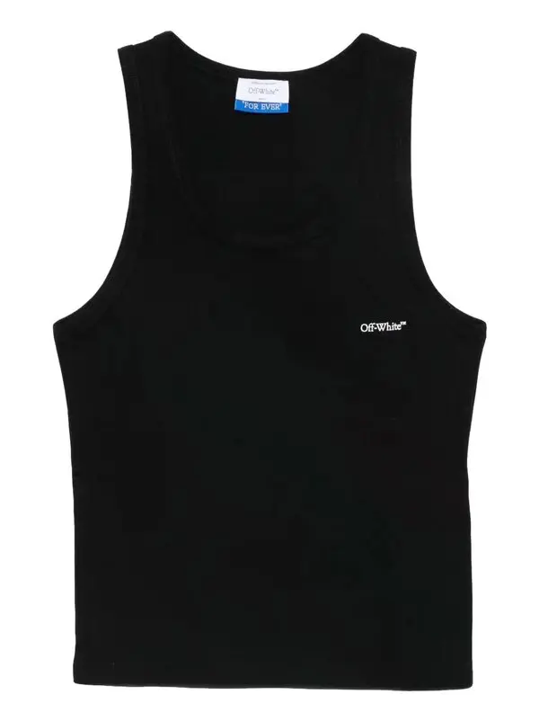 Off-White Ribbed Tank Top - Black