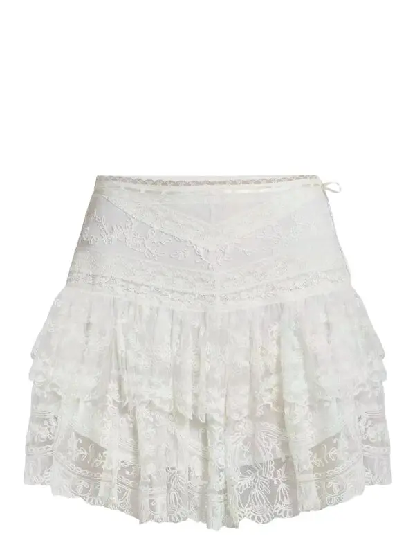 LoveShackFancy Lace Mini Skirt - White