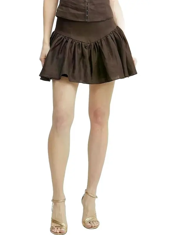 Bardot Amorette Halter-neck Mini Skirt - Chocolate