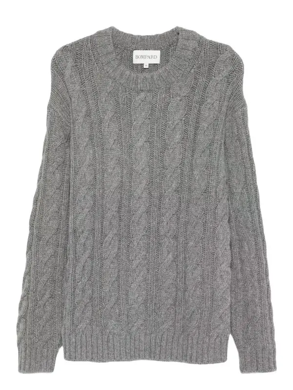 BOMPARD Cable-knit Crew-neck Sweater - Grey