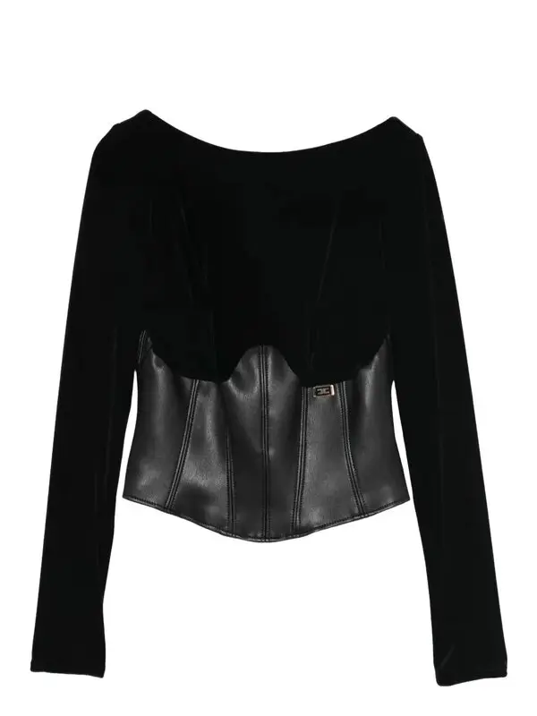 Elisabetta Franchi Velvet Corset Top - Black