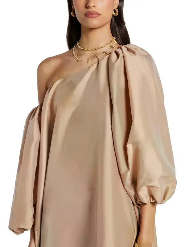 Bernadette Puff-sleeve Asymmetric-shoulder Maxi Dress - Neutrals