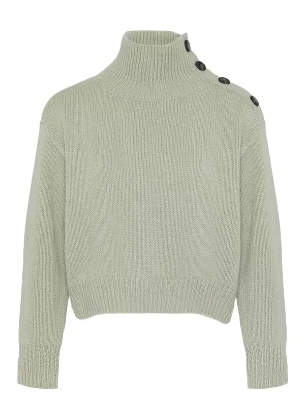YVES SALOMON High-neck Button-detail Sweater - Green