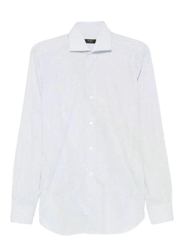 BARBA NAPOLI Micro-pattern Cotton Shirt - White