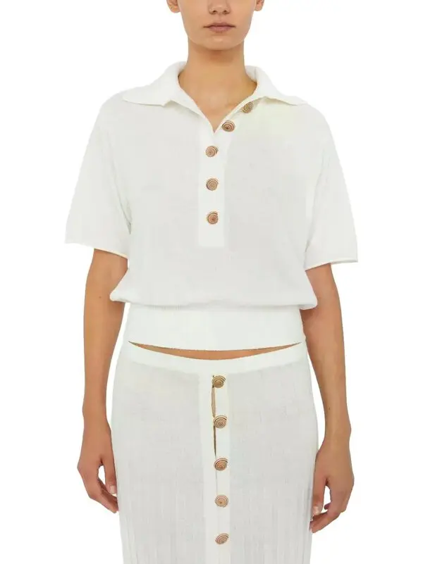 Christopher Esber Sundial Shell Knitted Polo Top - White