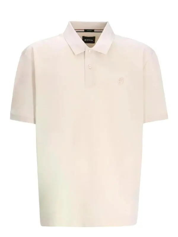 BOSS Double-monogram Mercerised Cotton Polo Shirt - Neutrals