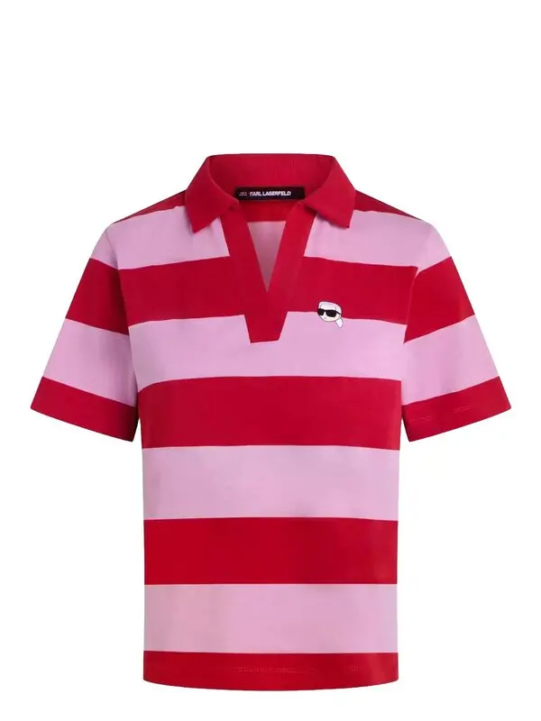 Karl Lagerfeld Striped Polo-collar T-shirt - Red