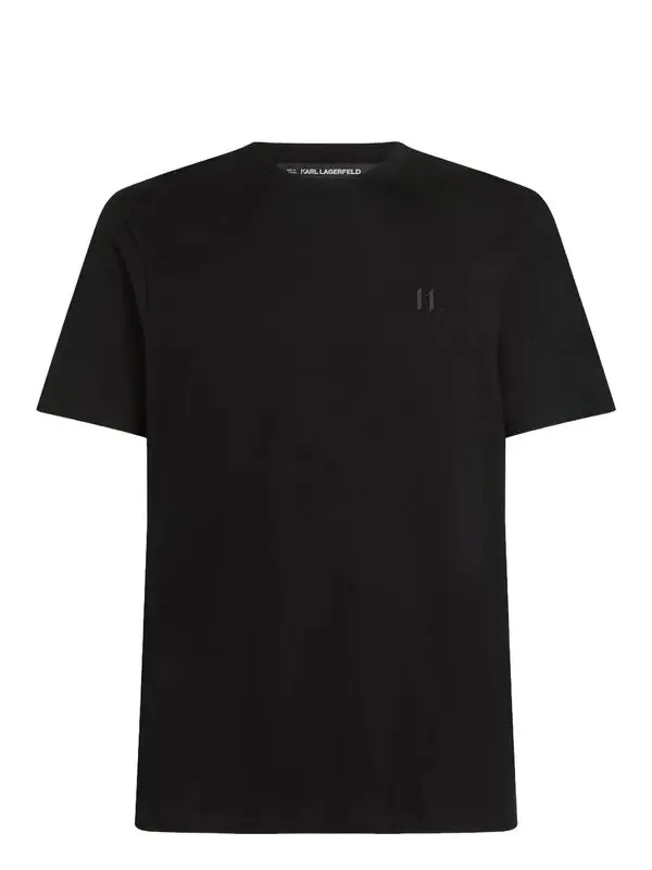 Karl Lagerfeld Embroidered-logo Crew-neck T-shirt - Black