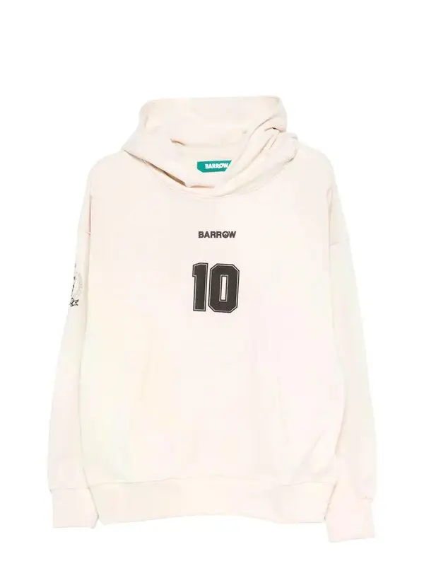 BARROW Graphic-print Cotton Hoodie - Neutrals