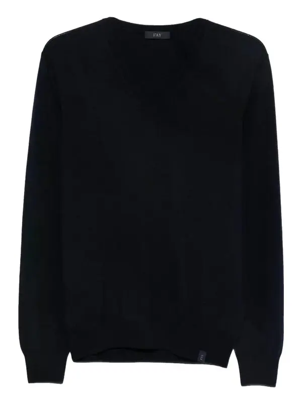FAY V-neck Wool Sweater - Blue
