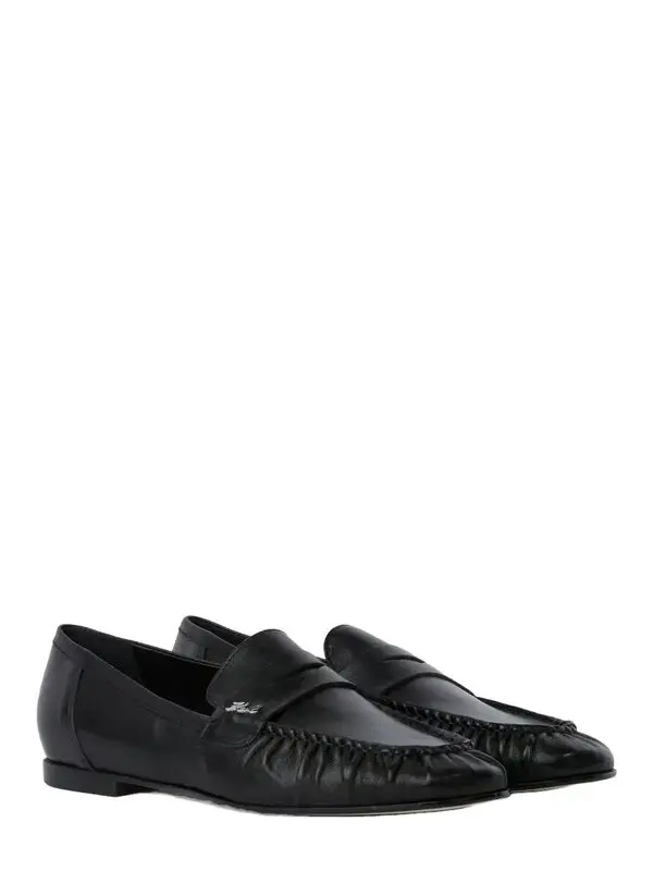 Karl Lagerfeld Logo-plaque Leather Loafers - Black