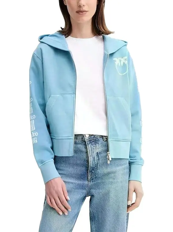 Pinko Logo-print Zip-up Hoodie - Blue