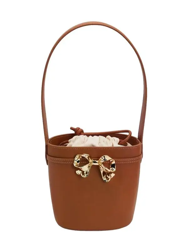 SELF-PORTRAIT Bow-embellished Bucket Bag - Brown