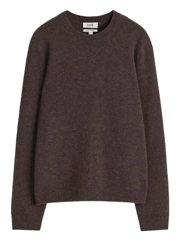 Cos Cashmere Crew-neck Sweater With Ribbed Trims - Brown
