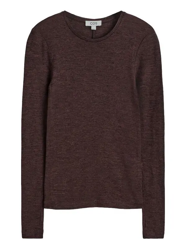 Cos Slim Merino Wool Sweater - Brown
