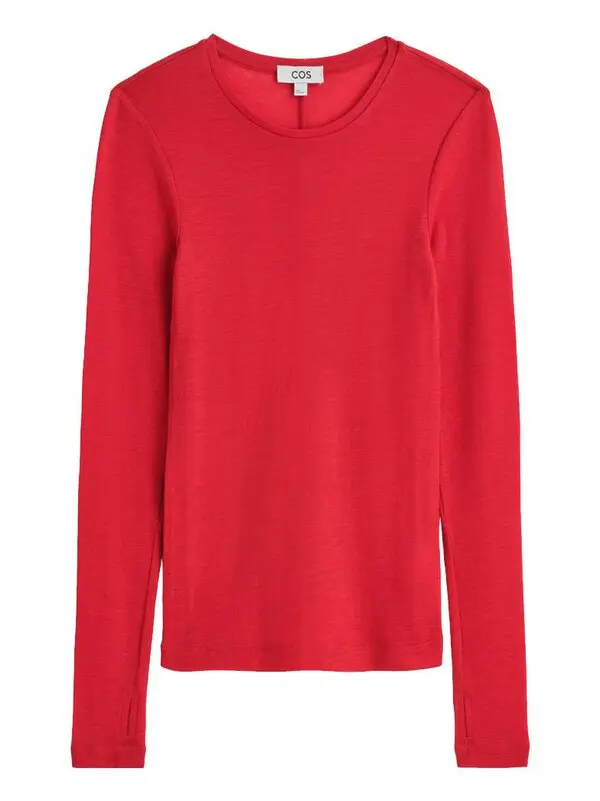 Cos Slim Merino Wool Sweater - Red