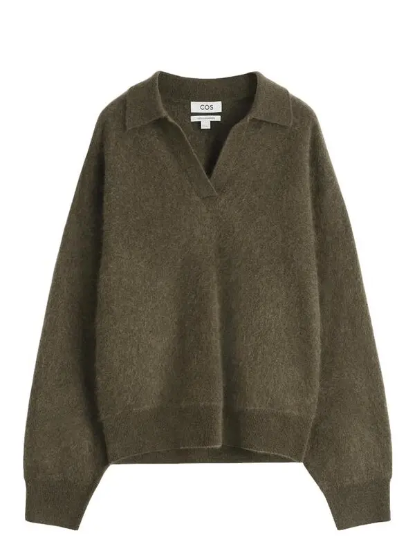 Cos Brushed Cashmere Polo Sweater - Green