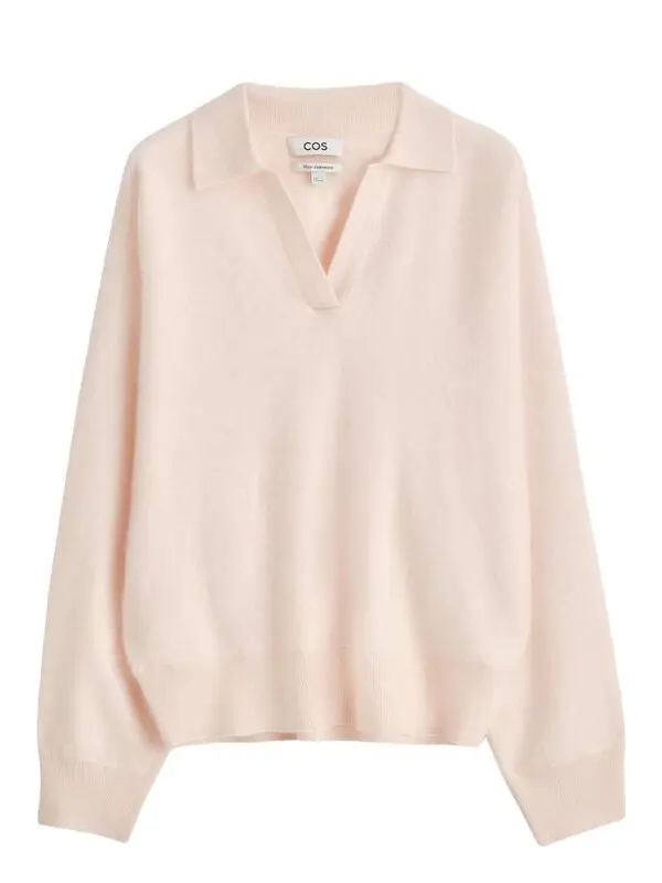 Cos Brushed Cashmere Polo Sweater - Pink