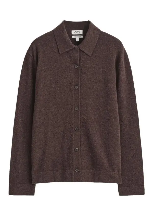 Cos Cashmere Shirt With Pointed Collar - Brown