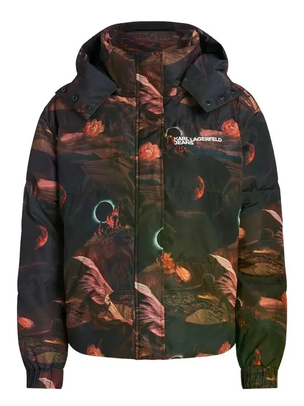 Karl Lagerfeld All-over Graphic-print Puffer Jacket - Red