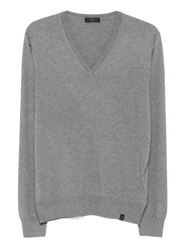 FAY V-neck Wool Sweater - Grey