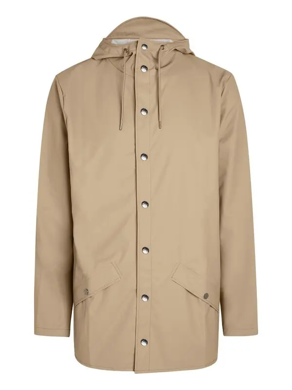 Rains Hooded Waterproof Shell Jacket - Beige