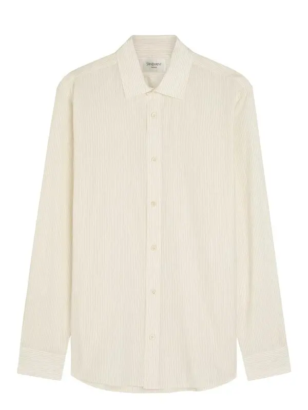Saint Laurent Pinstriped Cotton Shirt - White