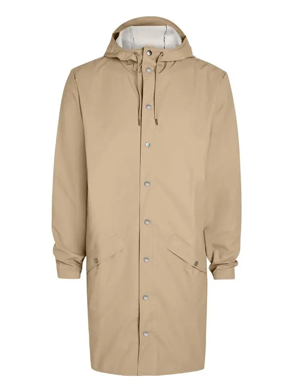 Rains Long Hooded Shell Jacket - Beige